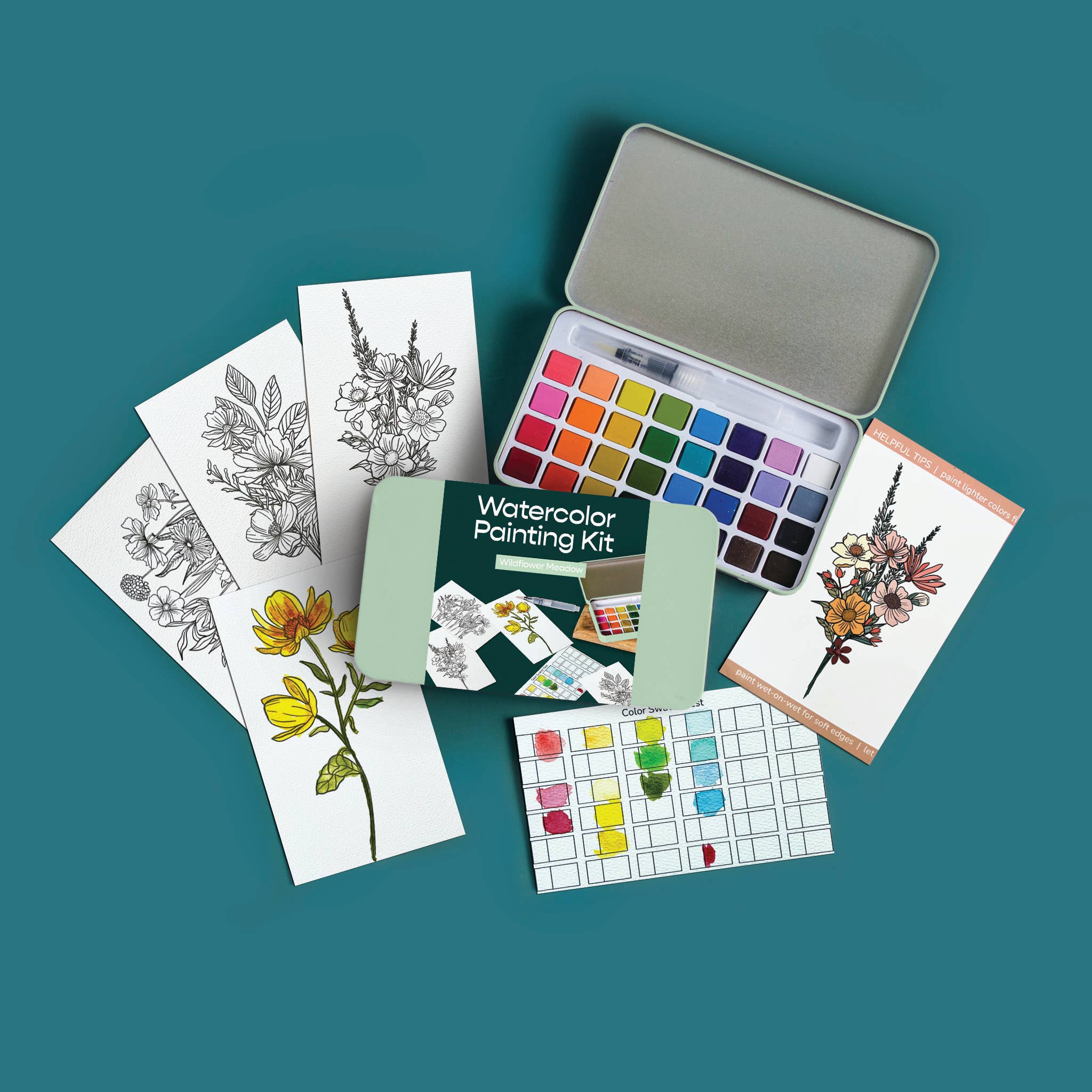 Cait Paper Co. Wildflower Meadow watercolor painting kit – Oil & Cotton